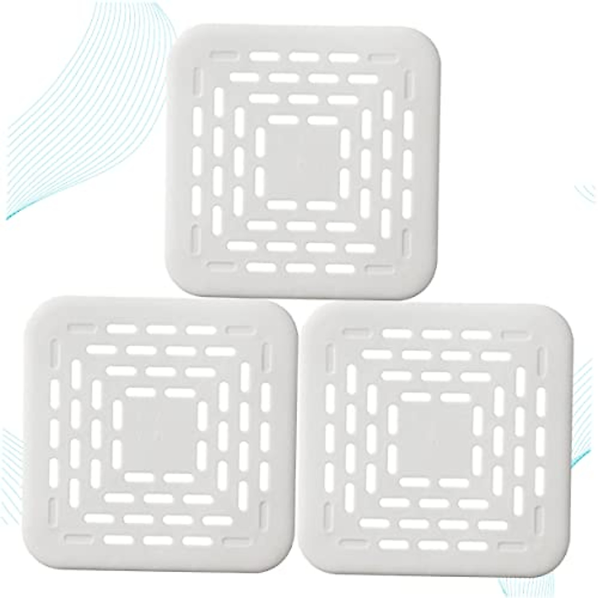 Hemobllo 3pcs Bathtub Stickers Kitchen Sink Drain Strainer Sink Stoppers Square Stickers Bath Tub Plug Stopper Shower Drain Cover Simple Sink Filter White Sink Plug Anti-clogging