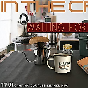 Roadmap Camping Gifts Camping Mugs Set of 2 Travel Holiday Enamel Coffee Cup 17OZ Big Capacity 304SS Golden Rim for Drinking Outdoor Couples Anniversary Wedding Christmas Valentines Day His and Hers