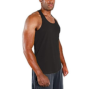 DEVOPS 3 Pack Men's Y-Back Dri Fit Muscle Gym Workout Tank Top (3X-Large, Black/Navy/Blue)