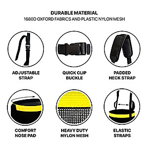 Gigco21 Horse Feed Bag with Bucket Strap, Made of Heavy Duty Nylon Mesh and 1680D Oxford Fabrics, Spill-Proof Design, Reinforced at Bottom with Webbing Strap. Comfort Neck and Nose Pad.