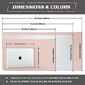 K KNODEL Desk Mat Waterproof for Desktop, Leather Desk Pad for Keyboard, Mouse Pad Protector for Office and Home (Pink, 31.5" x 15.7")