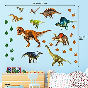 DECOWALL DS8-2012 Dinosaur Wall Stickers Wall Decals Peel and Stick Removable Wall Stickers for Kids Nursery Bedroom Living Room d?cor