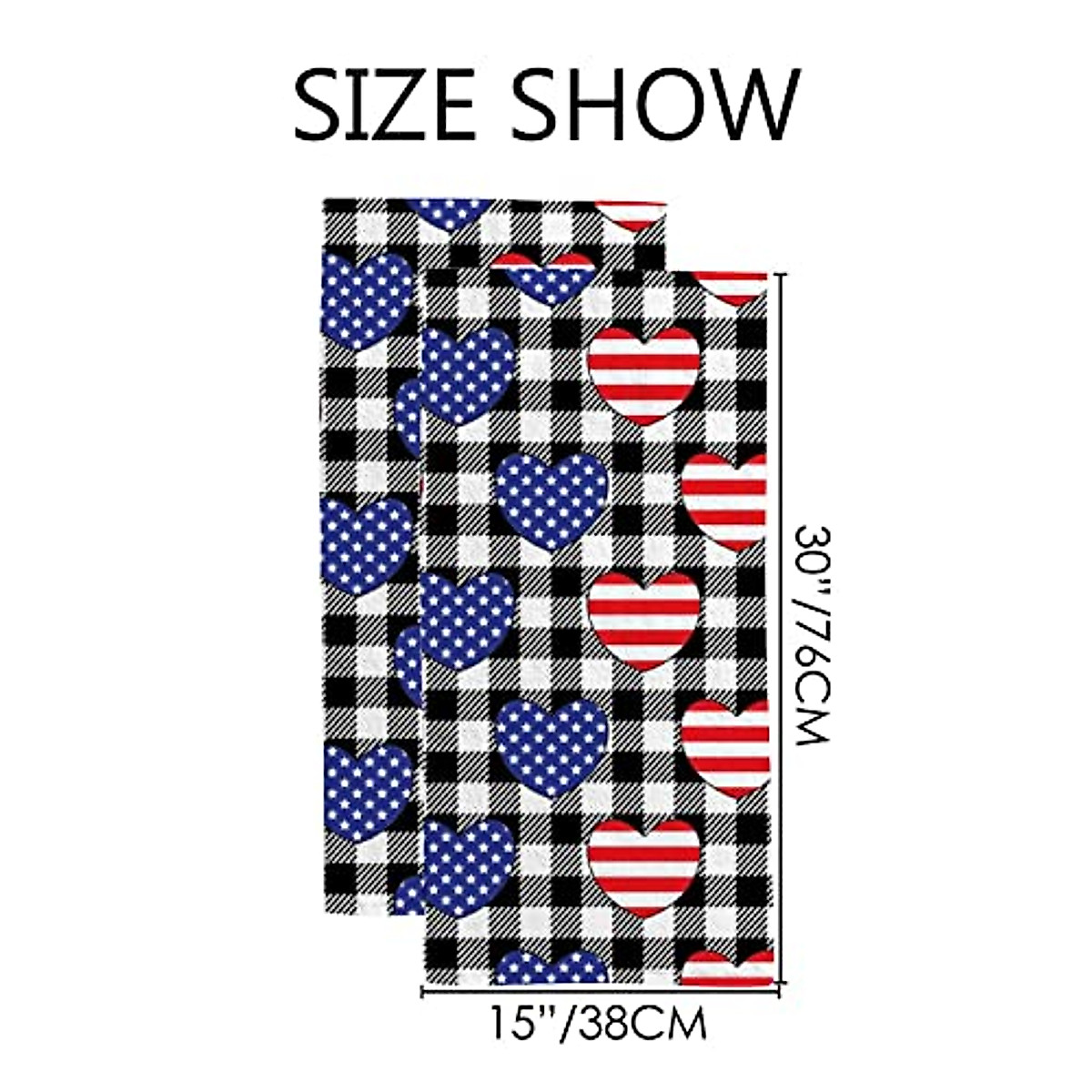 BVOGOS Bath Hand Kitchen Towels Love America Heart Washcloth 2 Pack Absorbent Patriotic Independence Day 4th July Towel