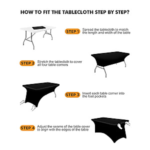 SEPARO - 2Pack, 6FT Spandex Table Cover Fitted Rectangular Tablecloth Stretchable Fabric Lycra Tablecloth 6 ft Wrinkle-Free for Party Dj Tradeshows Banquet Weddings Cocktail, 2 Pcs