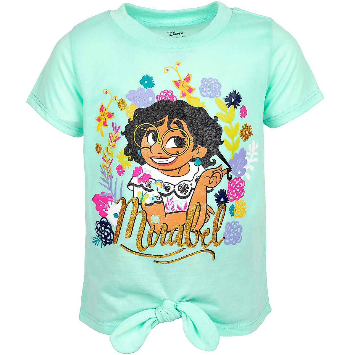 Disney Encanto Mirabel Little Girls Graphic T-Shirt and Bike Shorts Outfit Set Turquoise 7-8