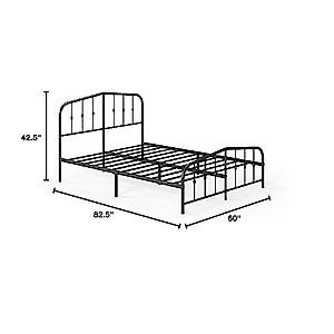 Zinus Heidi Metal Platform Bed Frame/Steel Mattress Foundation/Bed Frame with Headboard and Footboard/No Box Spring Needed/Easy Assembly, Black, Queen
