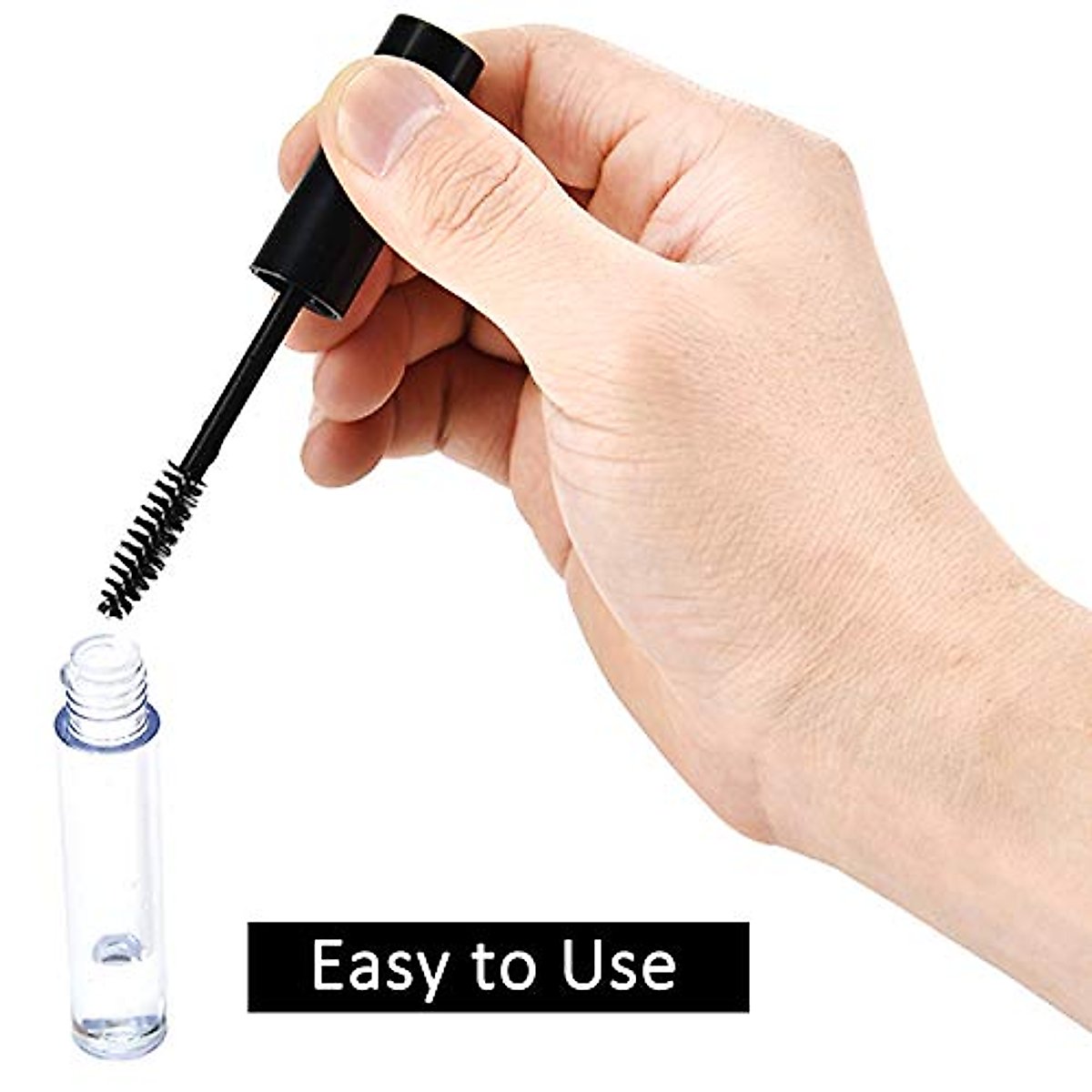 Benvo 4 Pcs 10ml Empty Mascara Tubes with Eyelash Wand Eyelash Cream Container with 4 Transfer Pipettes and 4 Funnels 4 Rubber Inserts for Castor Oil Brow Growth Serum DIY Cosmetics