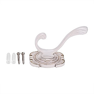 Fdit Bathroom Retro Zinc Alloy Wall Mounted Hooks Towel Clothes Coat Hat Door Hooks Wall Mounted Coat Hanger(Ivory White)