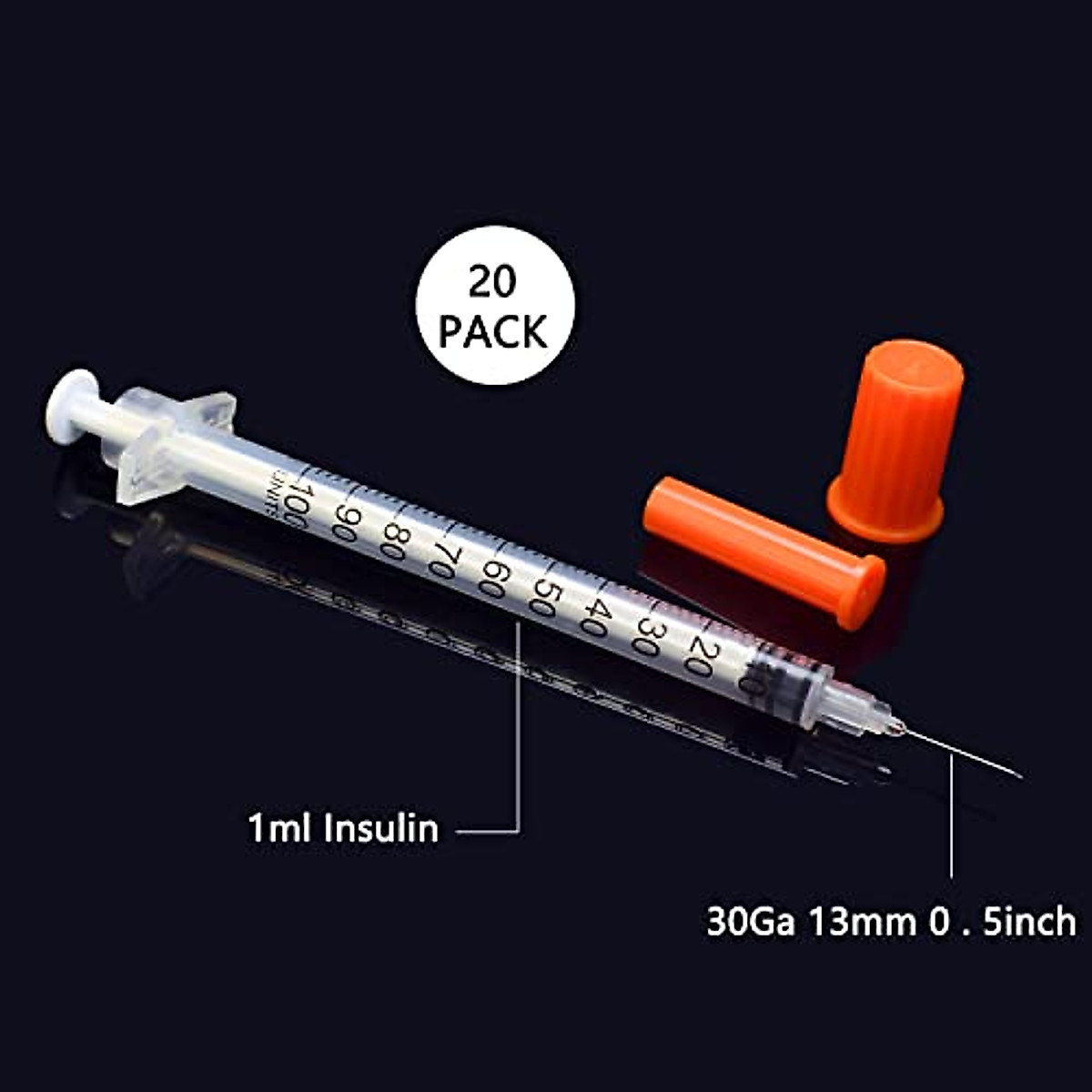 1ml/cc 30G 13MM/0.5IN Industrial Manufacturing Dispensing Tools, Lab Measuring Supplies, Pack of 20, Individually Wrapped