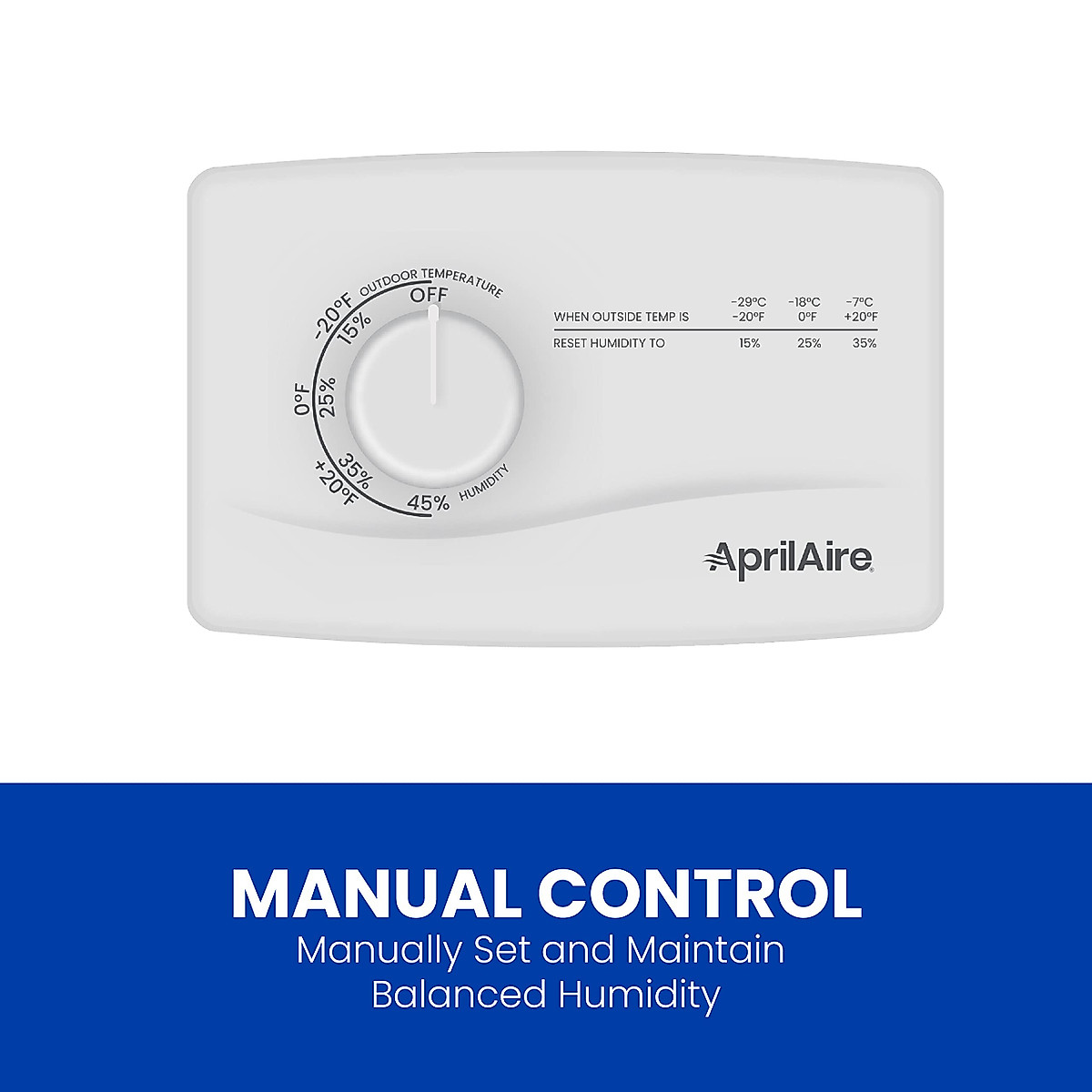 AprilAire 4655 Manual Whole-House Duct or Wall Mounted Humidifier Control Humidistat for AprilAire Whole-House Humidifiers, Low Voltage 24VAC