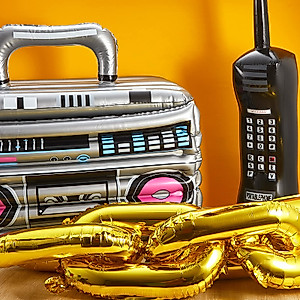 22 Pieces Inflatable Boom Box Beverage Inflatable Cooler Inflatable Mobile Phone and 16 Inch Gold Inflatable Foil Chain Balloons 80s 90s Party Decorations Graduation Cosplay Hip Hop Party Decoration