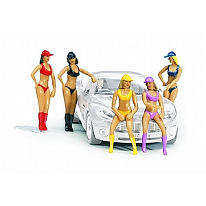 Carrera 21114 Set of Pit Babes/Grid Girls Realistic Scenery Accessory for Slot Car Race Track, Multicolor