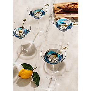 Antoni Barcelona Martini Glass BLUE – EXCLUSIVE BOX - Special Dry Cocktail 12 oz Refreshment Party Mediterranean Stunning Gift Drinkware Birthday Present Weddding Anniversary (Set 2)