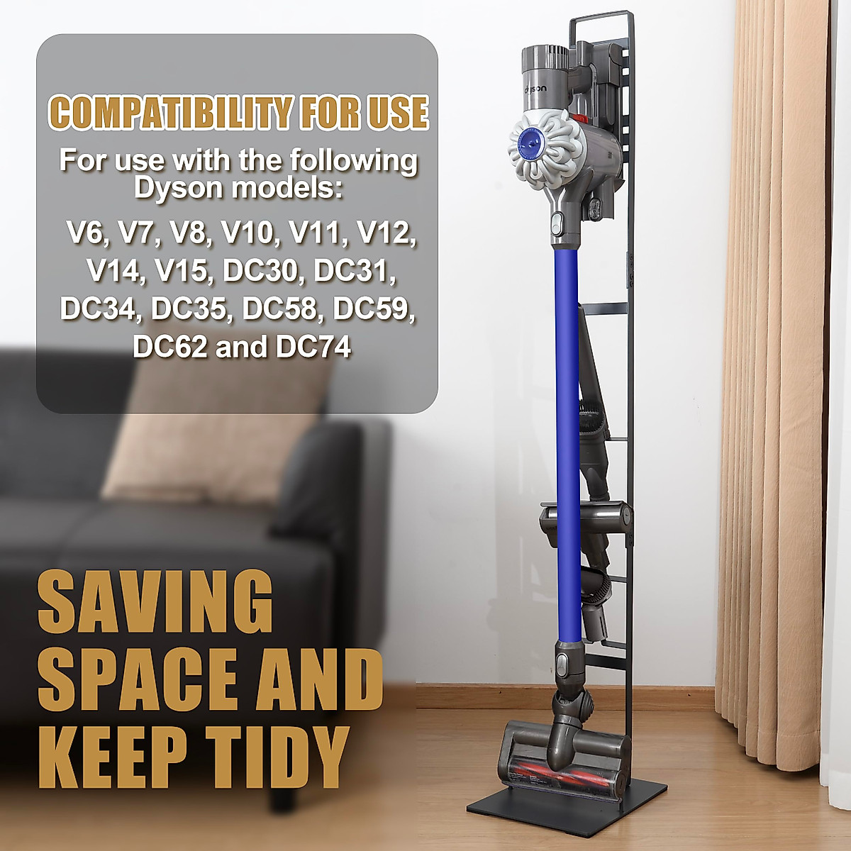 BRIGHTSHOW Vacuum Stand for Dyson V15 V11 V10 V8 V7 V6,Stable Metal Storage Bracket Holder for Handheld DC30 DC31 DC34 DC35 DC58 DC59 DC62 Cordless Vacuum Cleaners Accessories (Grey)