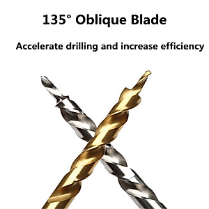 OCGIG 3/8" Pocket Hole Drill 1/4" Hex Shank Titianium coated Twist Step Drills with Adjustable Depth Stop Collar for Manual Pocket Hole Jig System