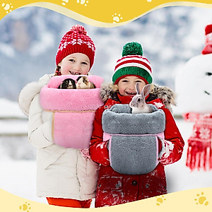 Wenqik 2 Pcs Guinea Pig Bed Cuddle Warm Hideout Small Animal Sack Cozy House Bedding Sleeping Cushion Portable Pet Carrier Cage Nest for Rabbit Hamster Rat (Gray, Pink,Plain)