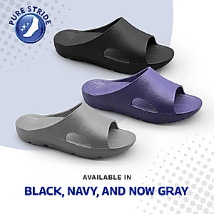Pure Stride Therapeutic Slides, Orthotic Sandals for Plantar Fasciitis, Metatarsal and Heel Spurs, for Pain Relief and Arch Support of Feet - Navy, Men’s Size 11/Women’s Size 12
