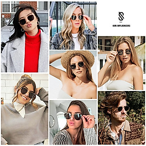 SOJOS Small Square Polarized Sunglasses for Women Men Classic Vintage Retro Style SJ1143 with Gold Demi/Grey