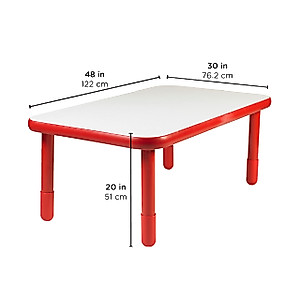 Children’s Factory-AB745RPR20 Baseline 48"x30" Rect. Table, Homeschool/Playroom Furniture, Kids Activity Table for Preschool/Classroom Learning, 20" Legs, Red