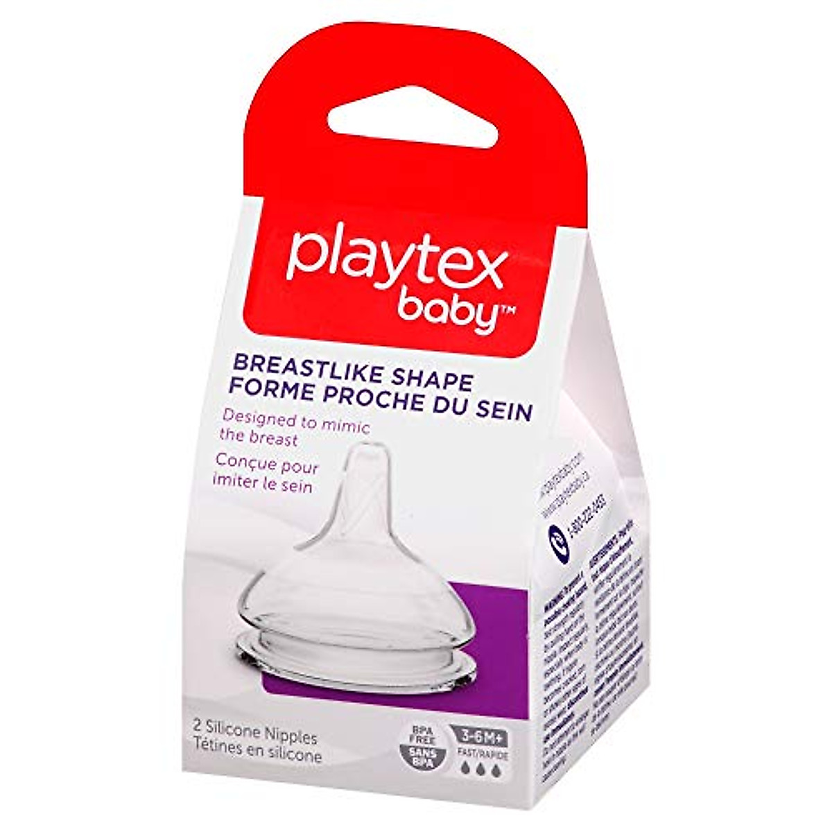 Playtex Baby BreastLike Bottle Nipple, Fast Flow - 2 Count
