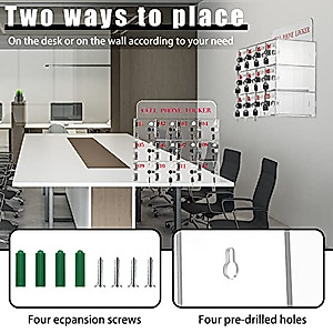 Clear Cell Phone Locker Box with Keys 12 Slots Acrylic Cell Phones Storage Cabinet Wall Mounted Clear Phone Lock Box Classroom Phone Organizer for Pocket Cellphone Holder School Office Classroom