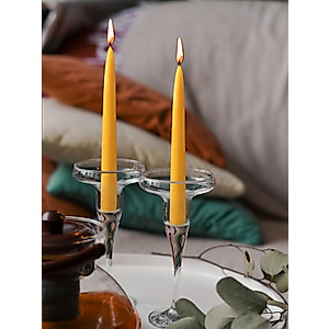 6 Packs Natural Beeswax Taper Candles- 10 inch Beeswax Candles, Smokeless and Dripless Beeswax Candles- 10 Hour Burn Time Beeswax Candlesticks- for Christmas Home Decor Air Purification Spa Relaxation