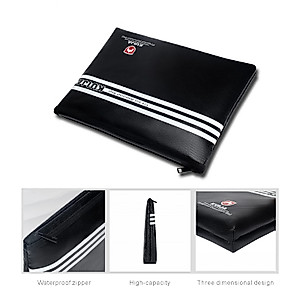 KUIJA Fireproof Document Bag 2000°F, 13.4"x9.4" Fireproof Waterproof Document Bag, Fireproof Money Bag，Fireproof Secure Storage Pouch with Zip, Fireproof Bags for Cash and documents