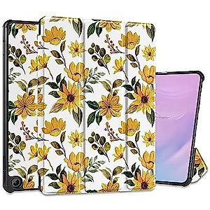 TWOLSKOO Case for Amazon Fire Max 11 Tablet (13th Generation, 2023 Release), [Sleep/Wake Support] Trifold & Shockproof Hard Back Shell Stand Cover - Sunflowers FMX490