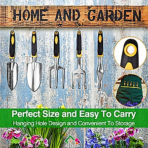 Garden Tool Set, 5 Piece Garden Tools, Garden Kit Heavy Duty Gardening Tool, Ergonomic Handle Shovel Rake Shears Sickle Digging Hoes Tool Kit for Women Men Gardener, Garden Starter Kit Gifts for Women