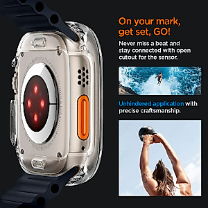 Spigen Ultra Hybrid Designed for Apple Watch Ultra 2/1 49mm Case with Full Coverage Screen Protector - Crystal Clear