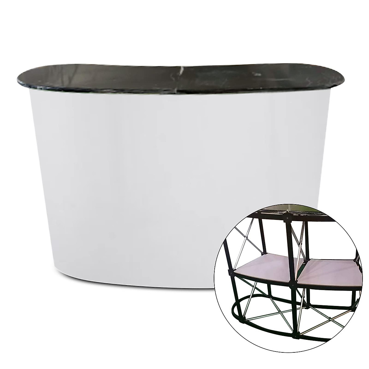 Portable Trade Show Table Pop Up Exhibition Stand Podium Counter Foldable Reception Table Shop Countertop Front Desk Detachable 130 * 40 * 90cm