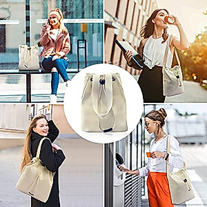 Diesisa Canvas Tote Bag with Drawstring & Inner Zipper Pocket, Cute Tote bags for Women, Shoulder Bag/Messenger Bag/School Totes for college