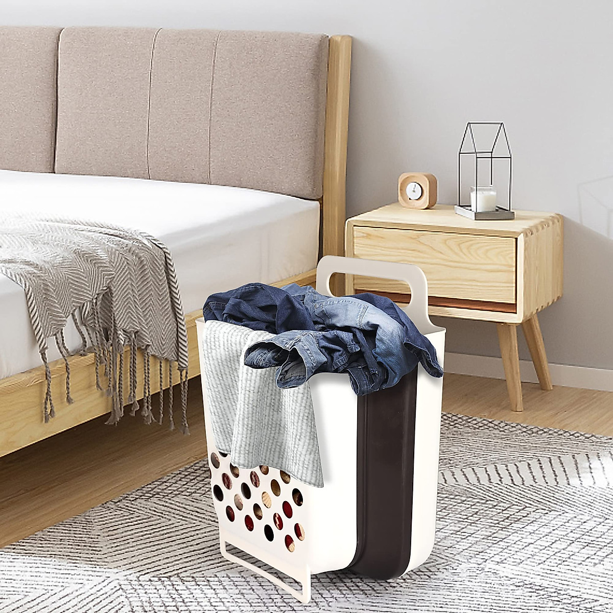 Yaromo Collapsible Laundry Baskets Plastic Laundry hamper Thickened Support Portable And Wall Laundry Hamper,Durable Unbreakable 3 UNIT(Size L+M+S) Wihte(57 L/15 Gallon)