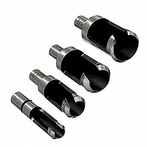 Actopus 4pcs Carbon Steel Wood Plug Cutter Set Drill Bit Cutting Tool