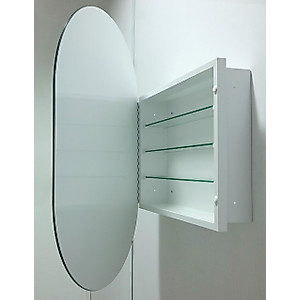 HESONTH Bathroom Medicine Cabinet with 20"x30" Frameless Mirror, Oval Frameless Mirror Cabinet,Wall Mounted Cabinet for Bathroom Toilet Kitchen,Recess or Surface Mount Installation