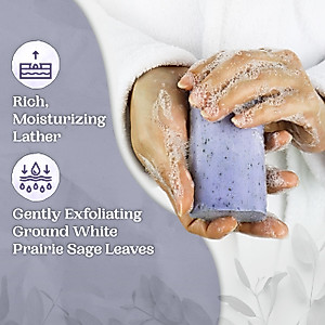 Amish Farms Natural Soap Bar With Exfoliating Sage, Lavender Scent, Made in USA - Homemade, Handcut, Vegan Face & Body Soap Scrub for Sensitive Skin - No Paraben or Sulfates (1 Bar)