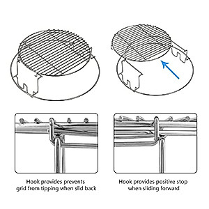 Burly grill Eggspander Kit for Large Big Green Egg, Eggspander 5 Piece Kit Conveggtor Basket Stainless Steel Grill Stack Rack with Removable Cooking System Expander Rack Replacement Kit