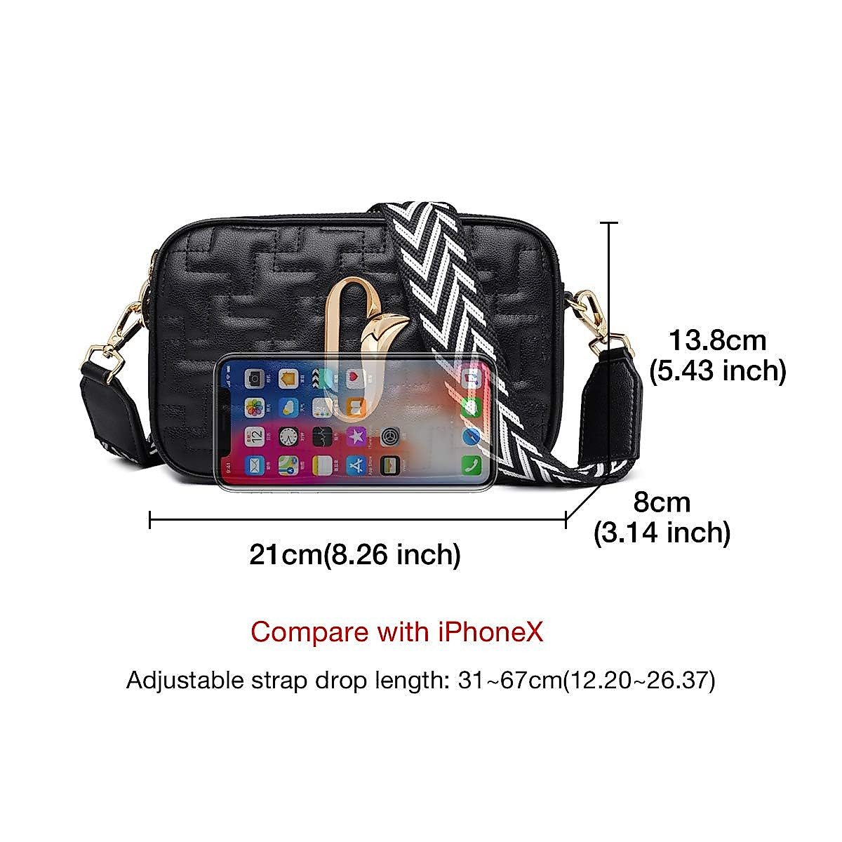 FOXLOVER Women's Crossbody Bags Leather Small Shoulder Bag Purses for Women Quilted Chain Lady Casual Lattice