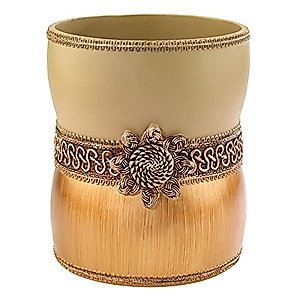 Avanti Linens - Wastebasket, Decorative Trash Can, Elegant Styled Home Decor (Braided Medallion Collection, Gold)