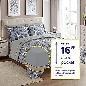 Sweet Home Collection 5 Piece Comforter Set Bag Solid Color All Season Soft Down Alternative Blanket & Luxurious Microfiber Bed Sheets, Tulsa, Twin