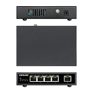 Intellinet 5-Port Poe Ethernet Switch - 62W Power Budget, Power Output up to 30W Per Port, Unmanaged, Wall Mountable, Fanless - for Computer Networking Hub, Desktop, 3 Yr Mfg Warranty – 561839