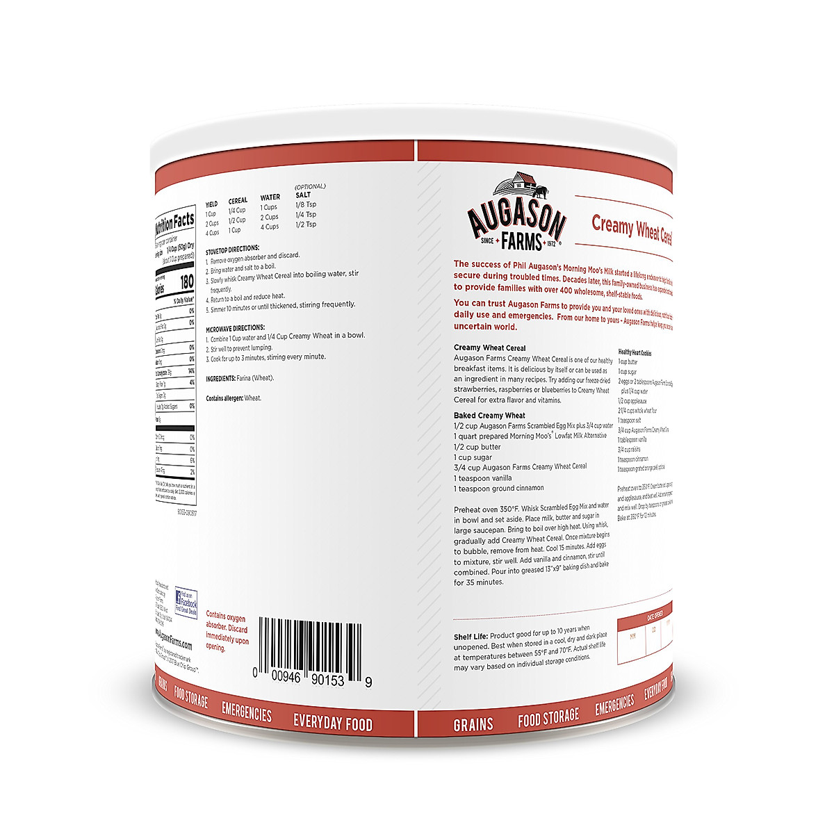 Augason Farms Creamy White Cereal - 63 Ounce (Pack of 1)