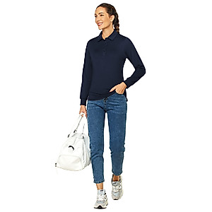 ISEEGZ Golf Polo Shirts for Women, Women's Long Sleeve Shirt Blouses, Dressy and Casual Women's Tops for Daily Work Sports, Comfortable Fitted & Quick Dry Apparel
