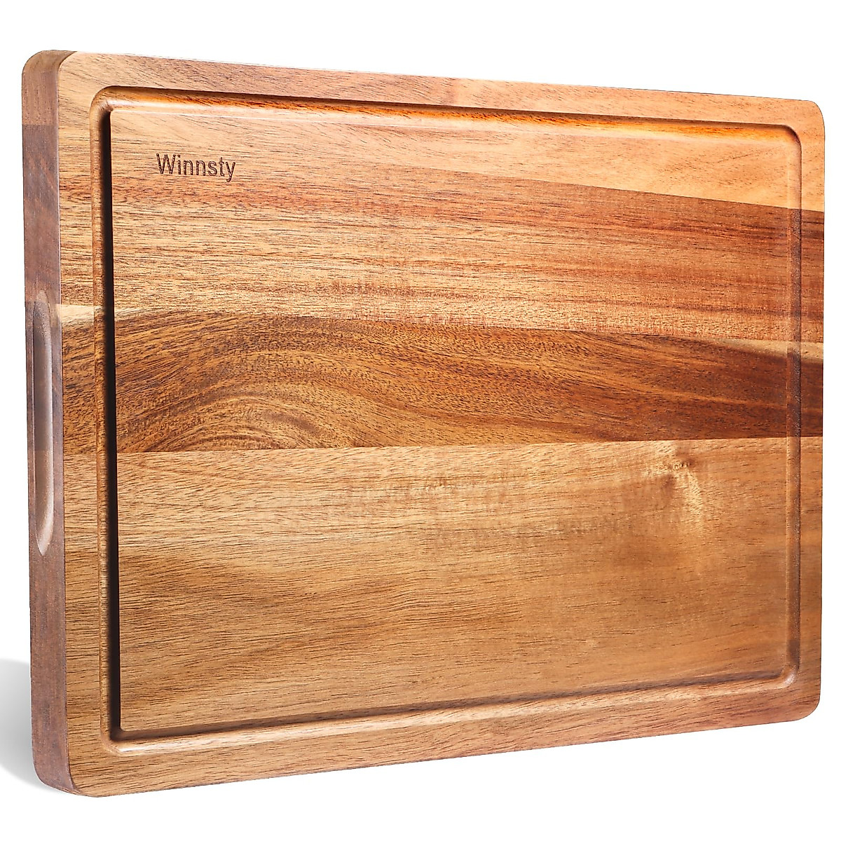 Wood Cutting Boards for Kitchen, 17 x 12 Inch Acacia Wooden Cutting Board, Winnsty Large Wood Chopping Board with Juice Groove and Handles Heavy Duty Charcuterie Board (Large)
