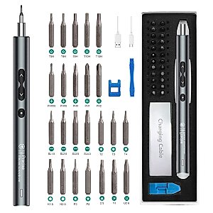 ORIA Mini Electric Screwdriver Set, 28 in 1 Cordless Precision Screwdriver Kit with 24 Bits, Rechargeable Repair Tools Kit with LED Lights for Smartphones,Toys, PC, Watch, Laptops