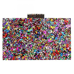 Acrylic Purses Women Clutches Evening Bags Multicolor Perspex Geometric Patterns Box Clutch Wedding Prom Party (Multi-colored)