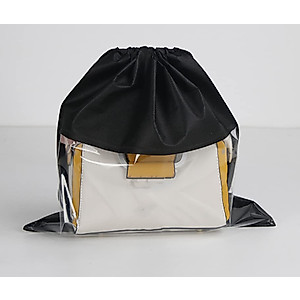 10 Pack 5 Size Handbag Storage Organizer,Purse Cover Hanging Closet Organizer, Space Saver Storage with Viewable Window, Reusable Shoe Bags for Travel, Drawstring Bag for School Trip (Black)