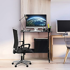 SHW Adjustable Standing Mobile Desk, Black