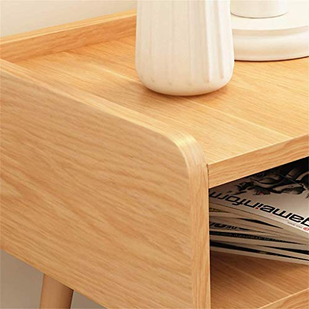 SJYDQ End Table, Stackable Nightstand, with 1 Front Storage Compartments, Wood Look Accent