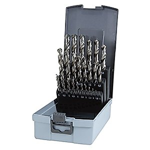 RUKO 214851RO Jobber Length Drill Bit Kit, High Speed Steel (M2), Ground with Split Point, 1/16" to 1/2" (Set of 29)